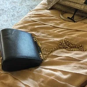 None | Bags | Navy Blue With Chain Strap Clamshell Purse | Poshmark